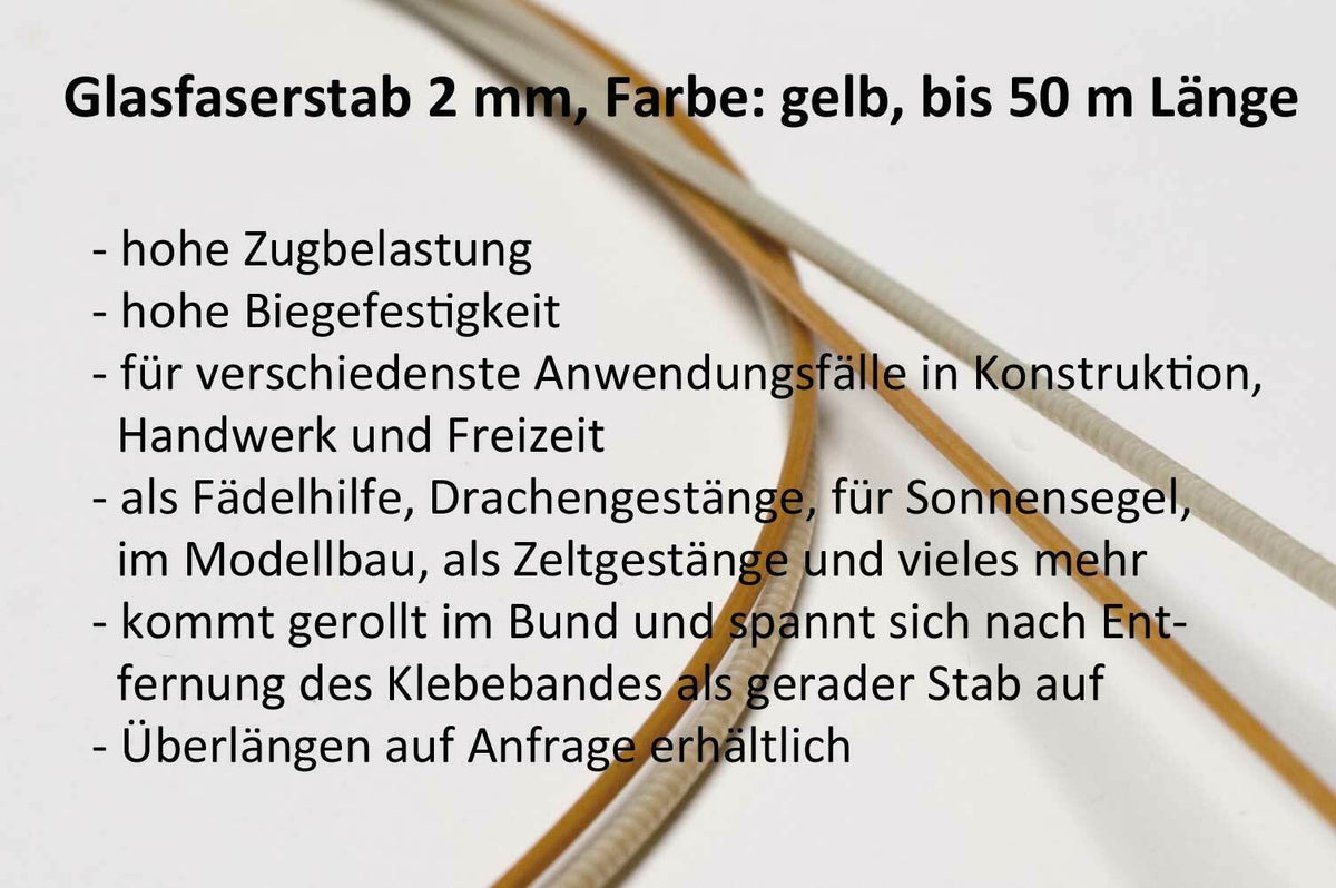 Glasfaserstab Ø 2 mm & 3 mm bis 50 lfm Rundstab Fiberglas Modellbau Ze ...
