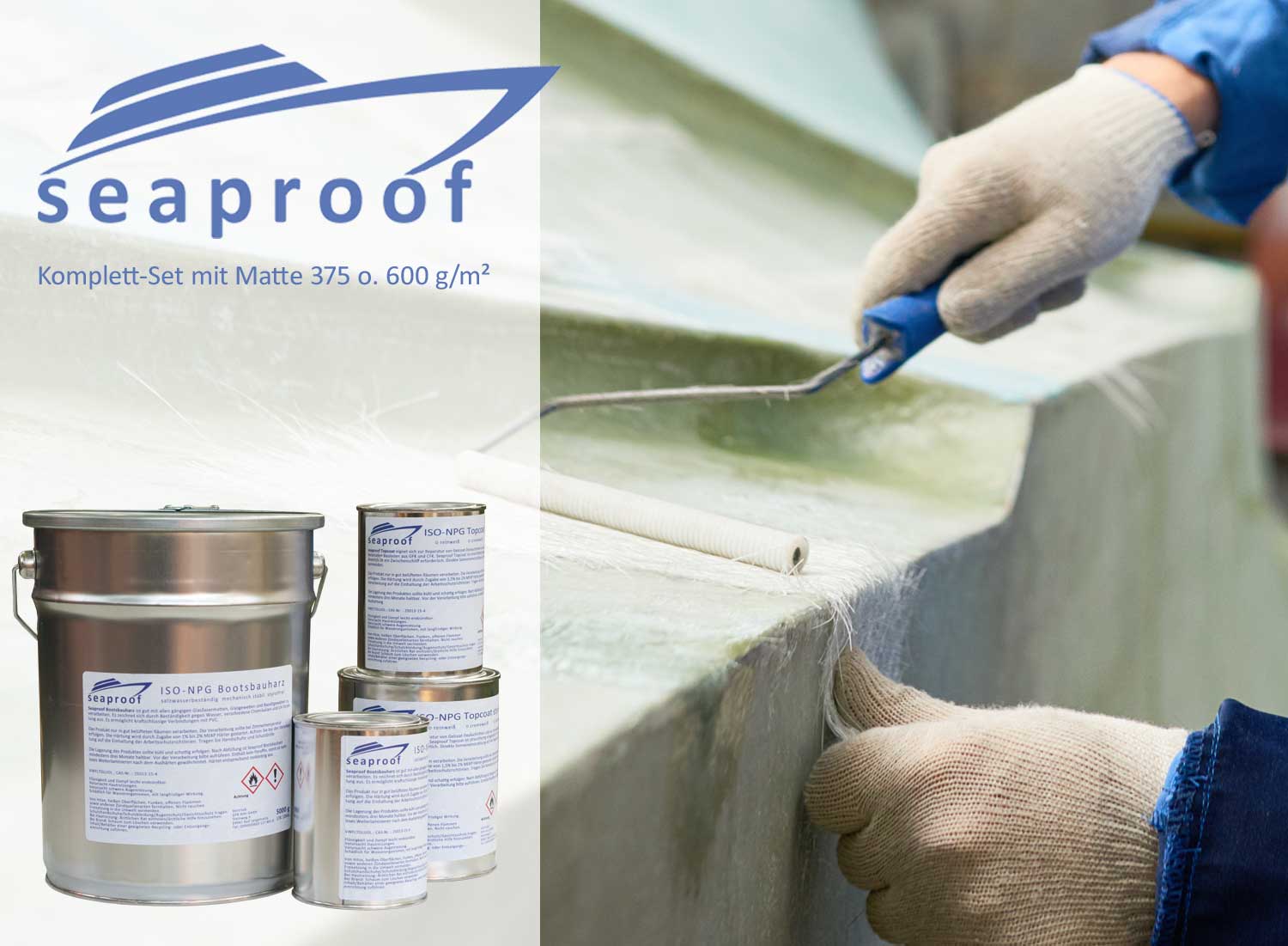 GFK Komplettset selber zusammenstellen: Seaproof Harz, Matte 375 & 600 ...